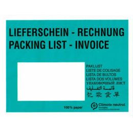 Papier-Dokumententasche/Lieferscheintasche SecurePack, C6, Fenster links, mit Aufdruck, selbstklebend, 100 % recycelbares Pergaminpapier, gr&uuml;n, 250 St&uuml;ck