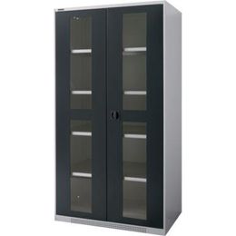 Sch&auml;fer Shop Sch&auml;fer Shop Genius Schwerlastschrank FS, Stahlblech, mit Sichtfenster, B 1055 x T 620 x H 1950 mm, 5 OH, wei&szlig;alu/anthrazitgrau, bis 1000 kg