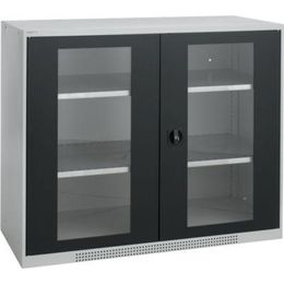 Sch&auml;fer Shop Sch&auml;fer Shop Genius Sichtt&uuml;rschrank FS, 3 OH, abschlie&szlig;bar, 2 Fachb&ouml;den, bis 450 kg, B 1343 mm, Stahl, wei&szlig;aluminium RAL 9006/anthrazitgrau RAL 7016