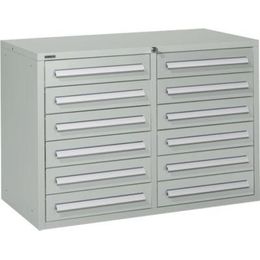 Sch&auml;fer Shop Sch&auml;fer Shop Select Schubladenschrank SF 120, 12 Sch&uuml;be mit Etikettenschildern, abschlie&szlig;bar, B 1055 x T 500 x H 723 mm, lichtgrau RAL 7035/lichtgrau RAL 7035