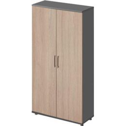 Sch&auml;fer Shop Sch&auml;fer Shop Genius Fl&uuml;gelt&uuml;renschrank TETRIS WOOD, 5 OH, H&ouml;he inkl. Gleiter, B 1000 mm, graphit/Eiche