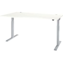 Sch&auml;fer Shop Sch&auml;fer Shop Select Schreibtisch ERGO-T 2.0, elektrisch h&ouml;henverstellbar, Freiform Ansatz links, T-Fu&szlig;, B 1800 x H 715-1205 mm, wei&szlig;/wei&szlig;alu