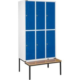 Sch&auml;fer Shop Sch&auml;fer Shop Select Kleiderspind, mit Sitzbank, 3x2 Abteile, 400mm, Drehriegelverschluss, T&uuml;r enzianblau