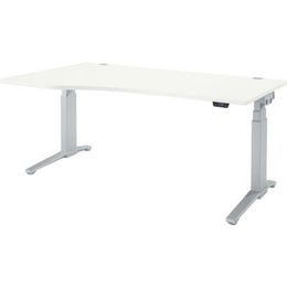 Sch&auml;fer Shop Sch&auml;fer Shop Genius Schreibtisch ERGOSTYLE S, elektrisch h&ouml;henverstellbar, Ansatz links, zweistufig, C-Fu&szlig;, B 1800 x T 800/1000 x H 645-1305 mm, inkl. Memory Master, wei&szlig;/wei&szlig;aluminium