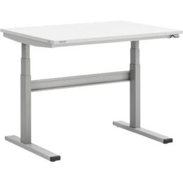 treston TED Arbeitstisch M900, B 1100 x T 800 mm, elektrisch h&ouml;henverstellbar, T-Fu&szlig;, lichtgrau RAL 7035