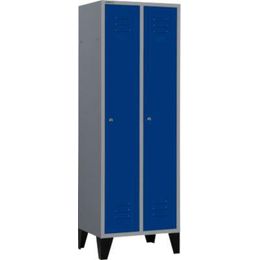 Sch&auml;fer Shop Sch&auml;fer Shop Select Kleiderspind mit F&uuml;&szlig;en, Zylinderschloss, wei&szlig;aluminium/enzianblau