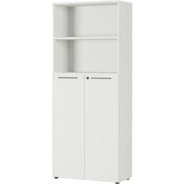 Aktenschrank Agenda, 5 OH, B 800 x H 1970 x T 400 mm, 2 offene F&auml;cher, abschlie&szlig;bar, lichtgrau