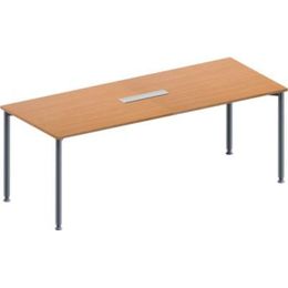 Sch&auml;fer Shop Sch&auml;fer Shop Genius Konferenztisch MODENA FLEX, 6-fach Anschluss, Rechteck, 4-Fu&szlig; Rundrohr, B 2000 x T 800 x H 720-840 mm, Buche/wei&szlig;alu