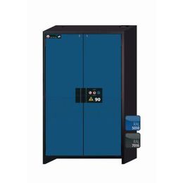 Sicherheitsschrank Typ 90 ASECOS Q-CLASSIC-90, Fl&uuml;gelt&uuml;ren, Front Enzianblau, B 1193 x T 615 x H 1953 mm