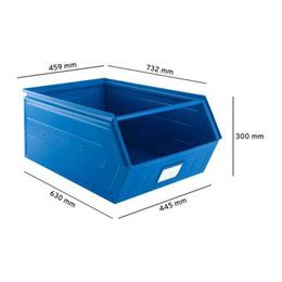 Sch&auml;fer Shop Sch&auml;fer Shop Select Sichtlagerkasten, mit Tragestab, L 732 x B 459 x H 300 mm, 84 l, 180 kg, Stahl, RAL 5015 (himmelblau)