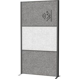Maul Stellwandsystem Maulconnecto, 2 x Akustikviles dunkel, 1 x Akustikvlies hell, Klettverbindung, Standfu&szlig;, H 1800 x B 1000 mm, anthrazit