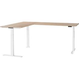Sch&auml;fer Shop Sch&auml;fer Shop Genius Winkelschreibtisch Modena Flex, elektrisch h&ouml;henverstellbar, 90&deg; Winkel beidseitig, B 2000 x T 2400 mm, Eiche/wei&szlig;