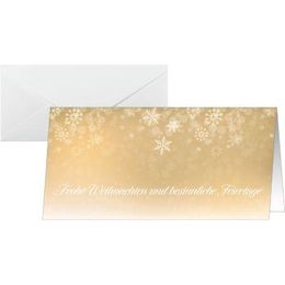 Weihnachtskarten Sigel Golden Christmas Night, DIN lang, Schneeflocken-Motiv, f&uuml;r Drucker/Kopierer geeignet, Umschl&auml;ge, FSC&reg;-Papier, gold, 25 St&uuml;ck
