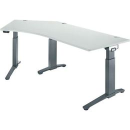 Sch&auml;fer Shop Sch&auml;fer Shop Genius Schreibtisch ERGOSTYLE S, 135&deg;, einstufig, elektrisch h&ouml;henverstellbar, Ansatz links, C-Fu&szlig;, B 2165 x T 800 x H 715-1182 mm, inkl. Memory Master, lichtgrau/anthrazit