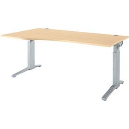 Sch&auml;fer Shop Sch&auml;fer Shop Genius Schreibtisch ERGOSTYLE S, manuell h&ouml;henverstellbar, Rechteck, C-Fu&szlig;, Ansatz links, B 1800 x T 800/1000 x H 675-895 mm, ahorn/wei&szlig;aluminium