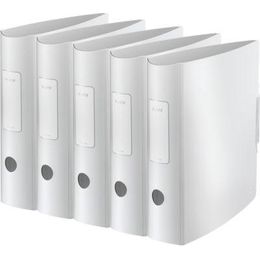 Leitz&reg; Ordner Active Style, DIN A4, R&uuml;ckenbreite 82 mm, 5 St&uuml;ck, arktik wei&szlig;