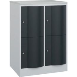 C+P Schlie&szlig;fachschrank Resisto, 2 Abteile, 4 F&auml;cher, B 772 x T 640 x H 1077 mm, Lichtgrau/Anthrazitgrau