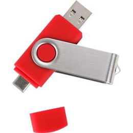 USB-Stick C5, mit 1 x USB 3.0 & 1 x USB Typ-C, bis zu 4,8 GB/s, duplexf&auml;hig, Speicherkapazit&auml;t 64 GB, rot