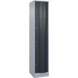 C+P Schlie&szlig;fachschrank Resisto, 1 Abteil, 4 F&auml;cher, B 396 x T 540 x H 1950 mm, Wei&szlig;alu/Anthrazitgrau