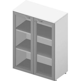 Glast&uuml;renschrank ARLON OFFICE, 3 Ordnerh&ouml;hen, T&uuml;ren mit Rahmen, B 900 mm, wei&szlig;/wei&szlig;