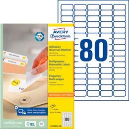 Avery Zweckform Universal-Etiketten, 8000 Etiketten, 35,6 x 16,9 mm