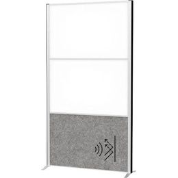 Maul Stellwandsystem Maulconnecto, 1 x Akustikvlies dunkel, 2 x Whiteboard, Klettverbindung, Standfu&szlig;, H 1800 x B 1000 mm, silber