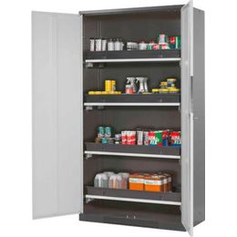 Chemikalienschrank ASECOS CS-CLASSIC, Fl&uuml;gelt&uuml;r, 4 Auszugswannen, 1055x520x1950 mm, lichtgrau