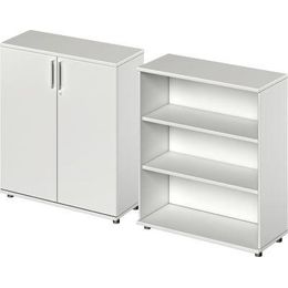 Sch&auml;fer Shop Sch&auml;fer Shop Genius Fl&uuml;gelt&uuml;renschrank + Regal TETRIS WOOD, 3 Ordnerh&ouml;hen, jeweils B 1000 mm, lichtgrau