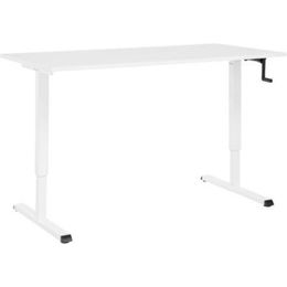 Schreibtisch Multiflex, manuell h&ouml;henverstellbar mit Kurbel, B 1600 x T 800 x H 700-1180 mm, wei&szlig;/wei&szlig;