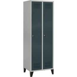 Sch&auml;fer Shop Sch&auml;fer Shop Genius Kleiderspind mit F&uuml;&szlig;en, 2 Abteile, Zylinderschloss, wei&szlig;aluminium RAL 9016/anthrazit