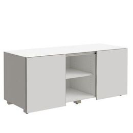 Multicontainer SOLUS PLAY, 2 Schiebet&uuml;ren, 2 offene F&auml;cher, grifflos, B 1350 x T 523 x H 583 mm, wei&szlig;