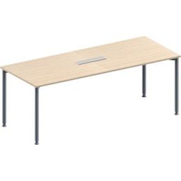 Sch&auml;fer Shop Sch&auml;fer Shop Genius Konferenztisch MODENA FLEX, 6-fach Anschluss, Rechteck, 4-Fu&szlig; Rundrohr, B 2000 x T 800 x H 720-840 mm, Ahorn/wei&szlig;alu