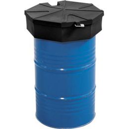 Fasstrichter, Polyethylen, schwarz, &Oslash; 690 x H 190 mm, F&uuml;llvolumen 22 l, mit Deckel und Sieb