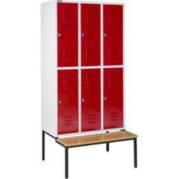 Sch&auml;fer Shop Sch&auml;fer Shop Select Kleiderspind, mit Sitzbank, 3x2 Abteile, 400mm, Drehriegelverschluss, T&uuml;r rubinrot