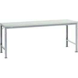 Manuflex Grundtisch UNIVERSAL Spezial, 2000 x 1000 mm, Kunststoff lichtgrau, alusilber