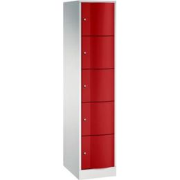 C+P Schlie&szlig;fachschrank Resisto, 1 Abteil, 5 F&auml;cher, B 396 x T 540 x H 1950 mm, Lichtgrau/Rubinrot
