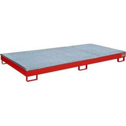Bauer Regalwanne RW-GR 2700-1 PE, mit PE-Einsatz und Gitterrost, L 2665 x B 1315 x H 210 mm, lackiert, feuerrot RAL 3000