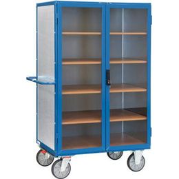 Kastenwagen Fetra 5793, bis 750 kg, abschlie&szlig;bare Fl&uuml;gelt&uuml;ren mit Sichtfenster, 4 Fachb&ouml;den, TPE-Bereifung, L 1200 x B 780 x H 1475 mm, Stahlblech