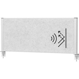 Maul Tisch-Trennwand Maulconnecto, Akustikvlies 4000 g/m&sup2;, Aluminiumprofil, B 1200 x H 500 mm, Akustik hellgrau, silber