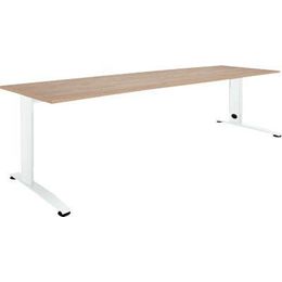 Sch&auml;fer Shop Sch&auml;fer Shop Select Schreibtisch LOGIN, manuell h&ouml;heneinstellbar, C-Fu&szlig;, B 1800 x T 800 x H 660-820 mm, Eiche/verkehrswei&szlig;