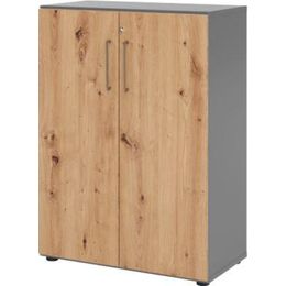 Schr&auml;nke Breno, 3 OH, abschlie&szlig;bar, 28 kg je Boden, B 800 x T 420 x H 1100 mm, graphit/Asteiche