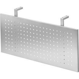 Sichtblende f&uuml;r Schreibtische, Metall, gelocht, silberfarben einbrennlackiert, B 800 mm