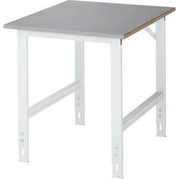 Rau Arbeitstisch Tom, manuell h&ouml;henverstellbar, 25 mm MDF-Platte mit Edelstahlbelag, bis 500 kg, B 750 x T 1000 x H 760-1080 mm, silber/lichtgRau