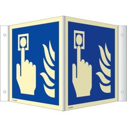 moedel Winkelschild &bdquo;Hausalarm&ldquo;, Aluminium, langnachleuchtend, 148 x 148 mm, DIN EN ISO 7010