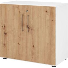Schränke Breno, 2 OH, abschließbar, 28 kg je Boden, B 800 x T 420 x H 748 mm, weiß/Asteiche