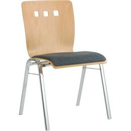 Stapelstuhl 7450, Formsitz, Lordosenst&uuml;tze, Designerbohrungen, ohne Armlehnen, Bezugsstoff Kashmara, grau