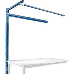 Manuflex Aufbauportal m. Ausleger, Ansatztisch STANDARD Arbeitstisch/Werkbank UNIVERSAL/PROFI, 1500 mm, brillantblau