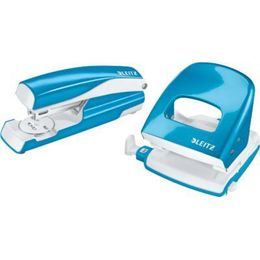 Leitz® Bürolocher + Tischheftgerät Wow SET, metallic-blau