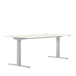 Schreibtisch ERGO DRIVE ED 470, elektrisch h&ouml;henverstellbar, Rechteck, T-Fu&szlig;, B 1800 x T 800 x H 692-1147 mm, wei&szlig;/wei&szlig;aluminium RAL 9006