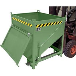 Bauer Silobeh&auml;lter SGK 75, Zugseil-Entleerung, L 1000 x B 1200 x H 1170 mm, 0,75 m&sup3;, bis 1000 kg, Stahlblech, Resedagr&uuml;n